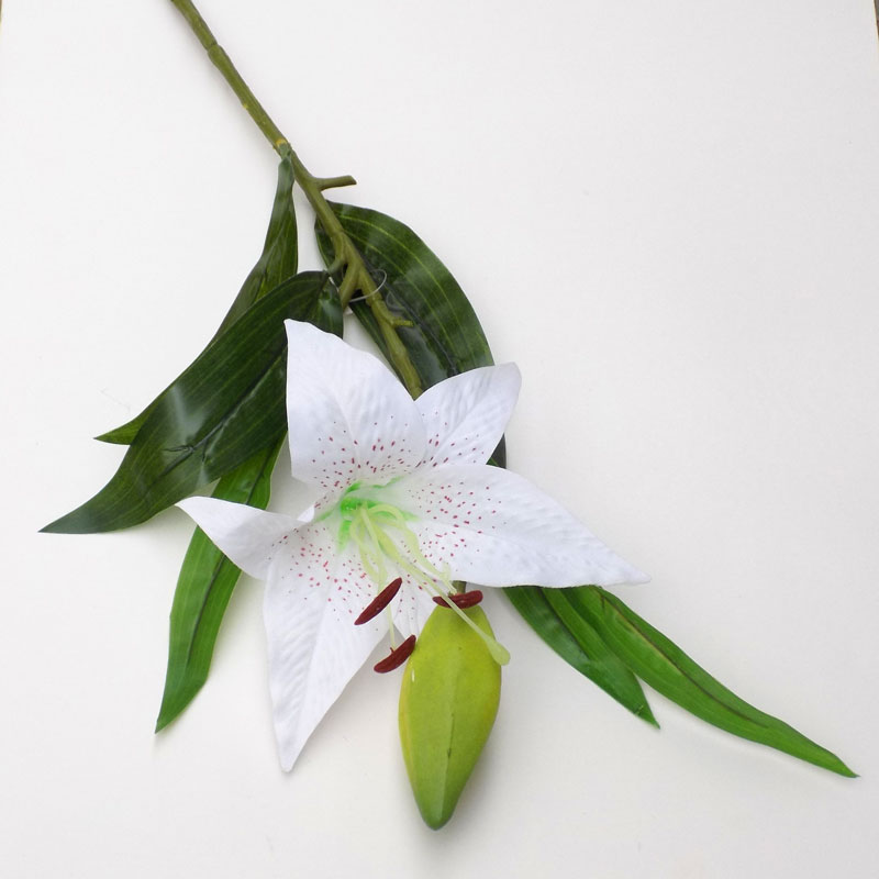 Crin din saten cu 1 floare +1 boboc - ALB • Ambalaje & Accesorii Florale